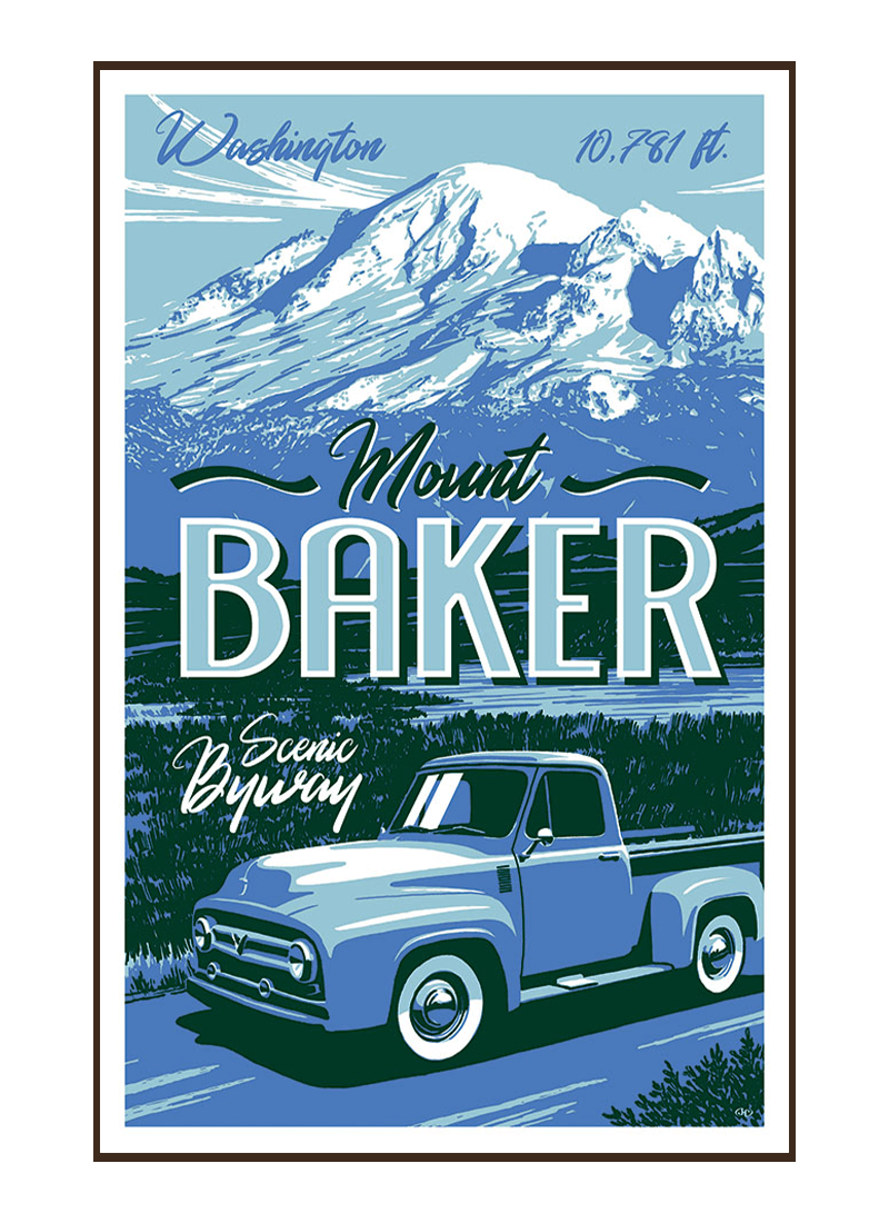 Mount Baker Scenic Byway Vintage-Style Poster | Scenic Hwys